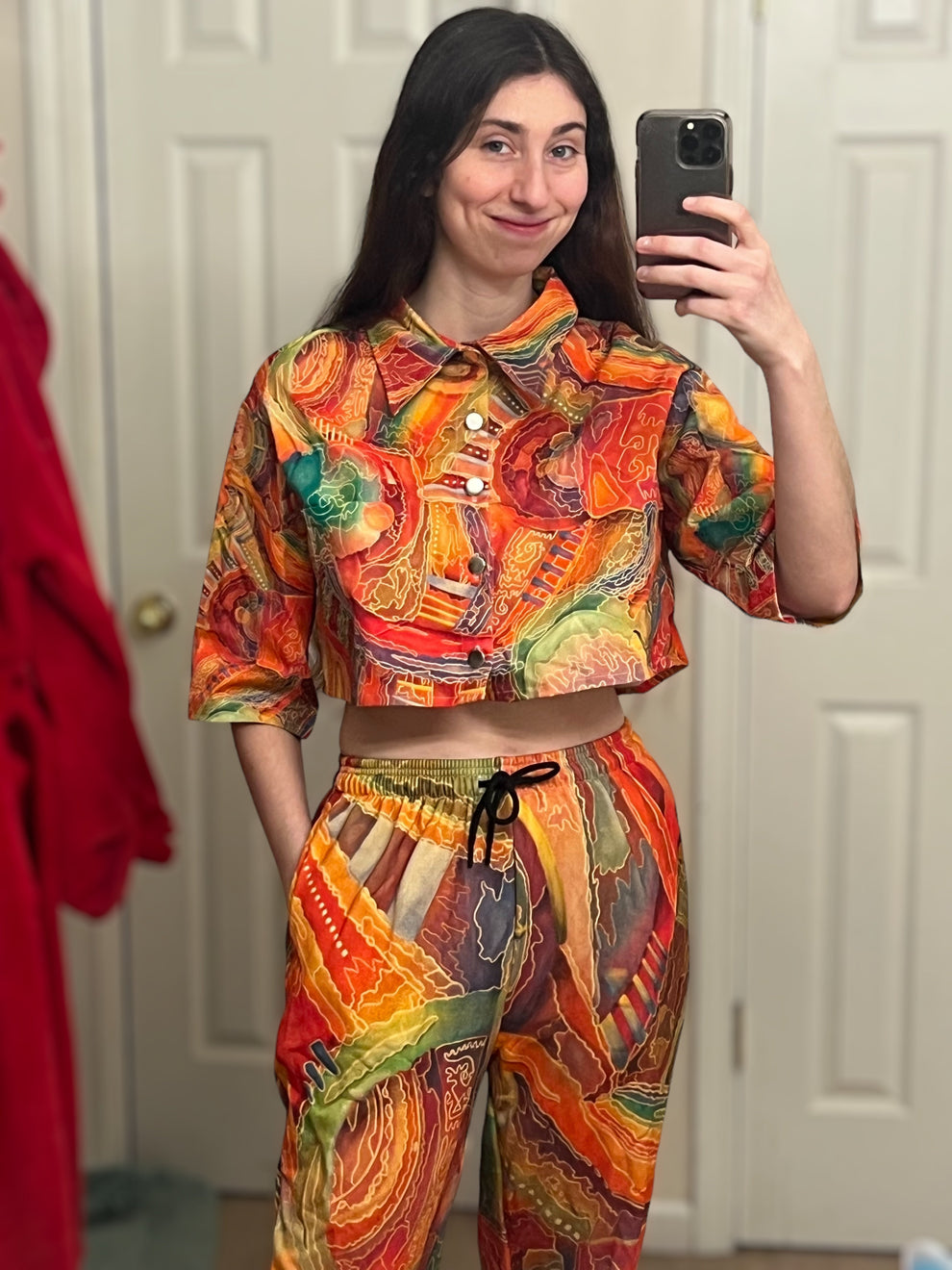 "Labyrinth" - Women's Cropped Denim Jacket – All Around Artsy Fashion