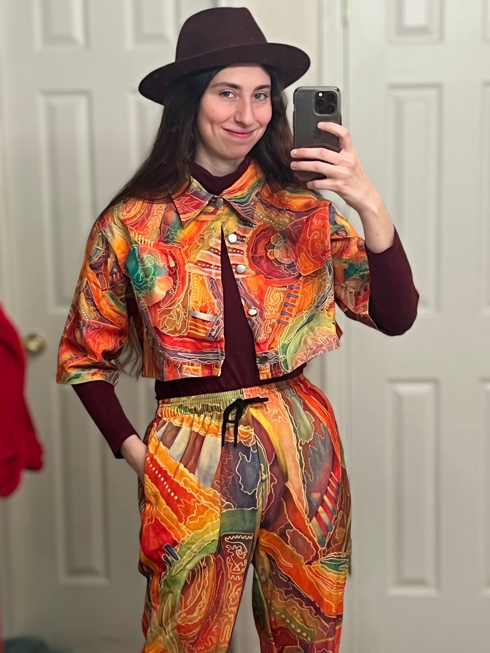 "Labyrinth" - Women's Cropped Denim Jacket – All Around Artsy Fashion